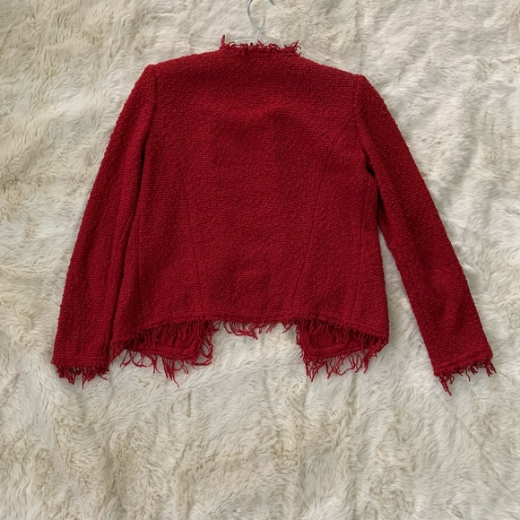 IRO | Jackets & Coats | Iro Shavani Red Tweed Boucle Fringe Jacket ...